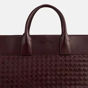 MARC NOLAN Woven Calfskin Leather Weekender - Oxblood