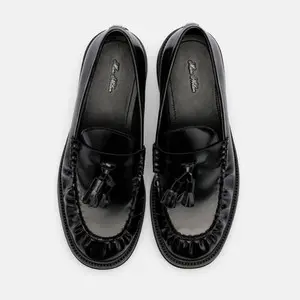 MARC NOLAN Ella Pleated Leather Tassel Loafer