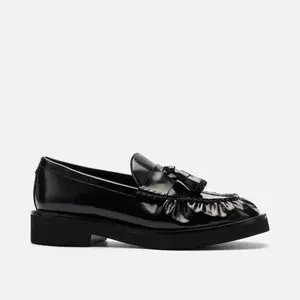 MARC NOLAN Ella Pleated Tassel Loafer - Black
