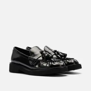 MARC NOLAN Ella Pleated Tassel Loafer - Black