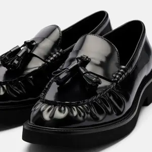 MARC NOLAN Ella Pleated Tassel Loafer - Black