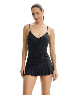 GOTTEX Tutti Frutti Shirred Swimdress - Black