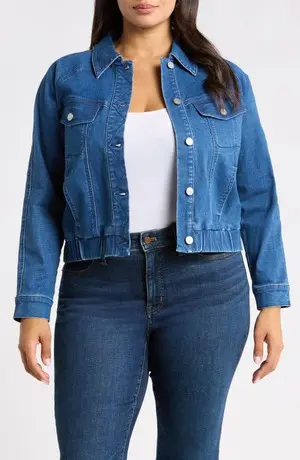 CITY BLUES Stretch Denim Bomber Jacket - Medium Indigo