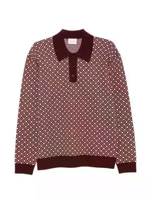 Drole De Monsieur Diamond-pattern Polo Shirt - Brown