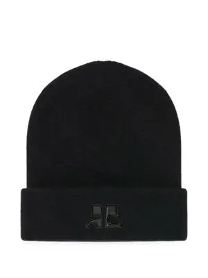 COURREGES Ac Logo-patch Beanie Hat - Black