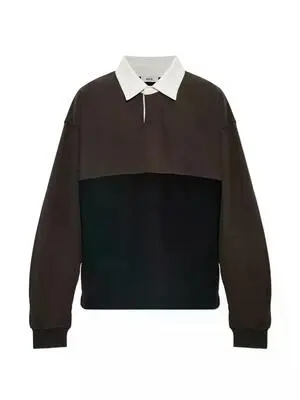 AGOLDE Blocked Rugby Colour-block Long-sleeve Polo Shirt - Brown