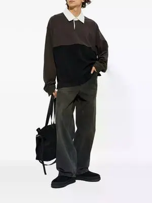 AGOLDE Blocked Rugby Colour-block Long-sleeve Polo Shirt - Brown
