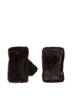 Apparis Harper Faux-fur Fingerless Gloves - Brown