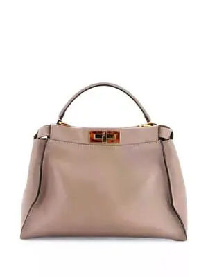 Fendi Peekaboo Bag Leather With Tortoise Detail Regular Shoulder Bag - Neutrals