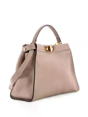 Fendi Peekaboo Bag Leather With Tortoise Detail Regular Shoulder Bag - Neutrals