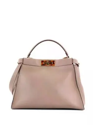 Fendi Peekaboo Bag Leather With Tortoise Detail Regular Shoulder Bag - Neutrals