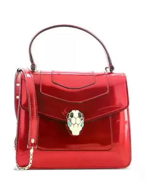 BVLGARI Serpenti Forever Top Handle Bag Patent Small Satchel - Metallic