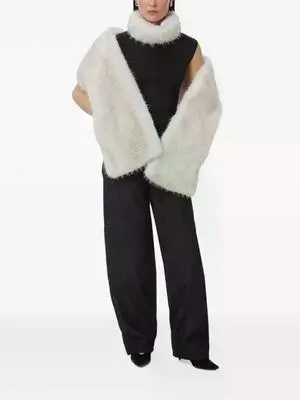Apparis Dame Tipped Faux-fur Shawl - Neutrals