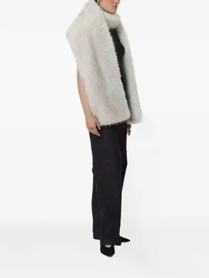 Apparis Dame Tipped Faux-fur Shawl - Neutrals