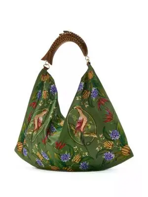 Farm Rio Tropical-print Fish-handle Shoulder Bag - Green
