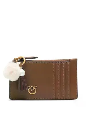 Pinko Airone Love Birds Leather Card Holder - Brown
