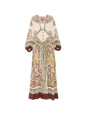 La DoubleJ Printed V-neck Maxi Dress