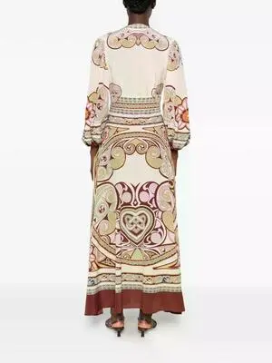La DoubleJ Printed V-neck Maxi Dress