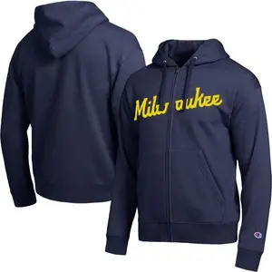 Champion Milwaukee Brewers All-star Wordmark Full-zip Hoodie - Navy