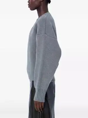 RÓHE Sculptural Ribbed-knit V-neck Sweater - Grey