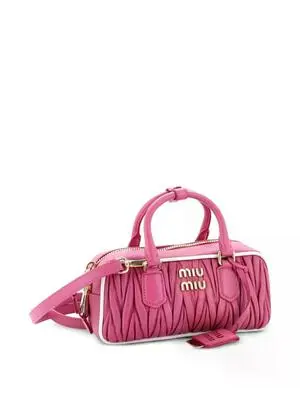 Miu Miu Arcadie Top Handle Bag Matelasse Leather Regular Satchel - Pink