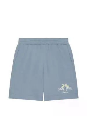 Givenchy Bermuda Shorts In Fleece With Hubert Objects Embroidery - Blue