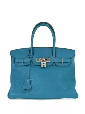 Hermès 2013s Taurillon Clemence Birkin 30 Verso Tote Bag - Blue