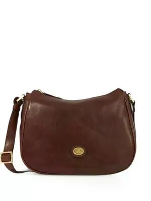 THE BRIDGE Logo-plaque Leather Crossbody Bag - Brown