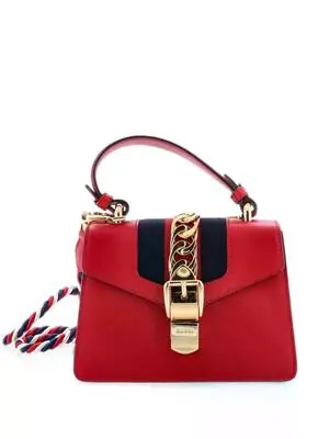 Gucci Sylvie Top Handle Bag Leather Mini Satchel - Red