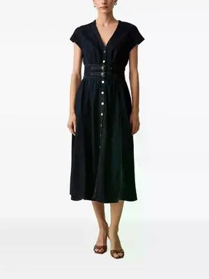 MORGAN Buckled Front-button Midi Dress - Blue