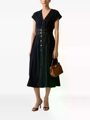MORGAN Buckled Front-button Midi Dress