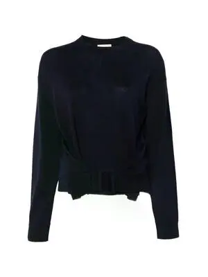 SEMICOUTURE Belted Crew-neck Sweater - Blue