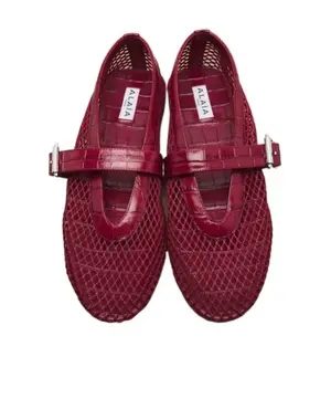 Alaïa Croc-effect Fishnet Ballet Flats