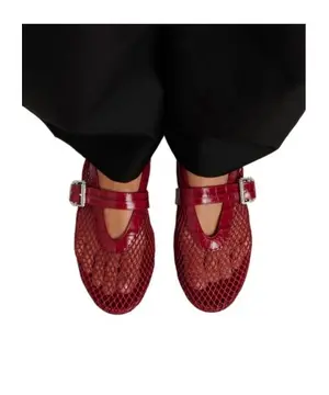 Alaïa Croc-effect Fishnet Ballet Flats