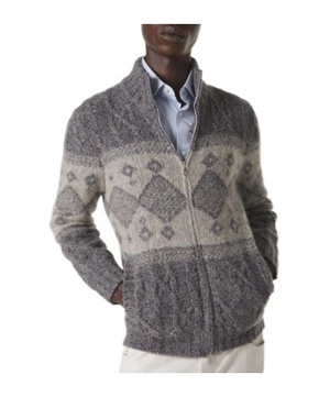 Brunello Cucinelli Fair Isle Wool, Silk, And Cashmere Cardigan - No