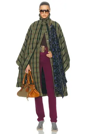 Chloé Brushed Wool Check Coat - Multicolor