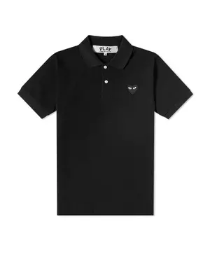 Play Comme Des Garcon Logo Polo Shirt - Black