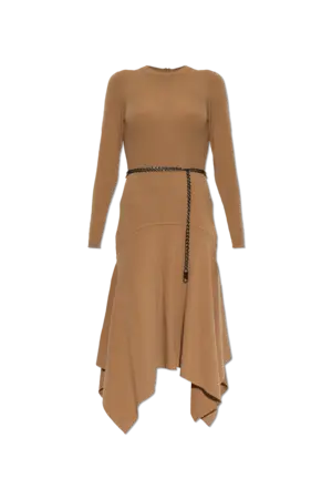 Michael Kors Wool Dress With An Asymmetrical Cut - Brown