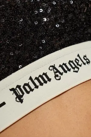 Palm Angels Sequin Cropped Top - Black