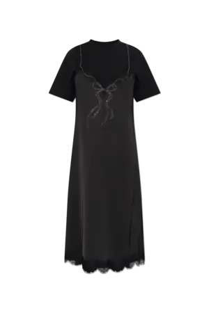 Blumarine Long Dress With Sewn-in Lace