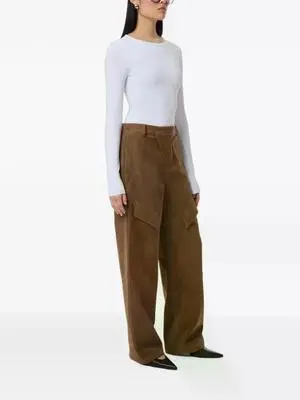 Apparis Kate Faux-suede Cargo Straight-leg Pants - Brown