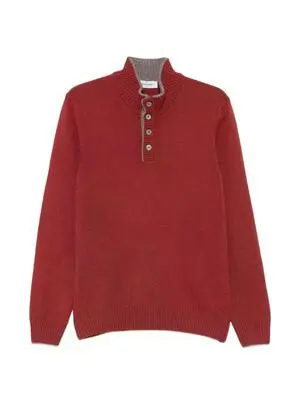GRAN SASSO Button-placket Ribbed-trim Polo Shirt - Red