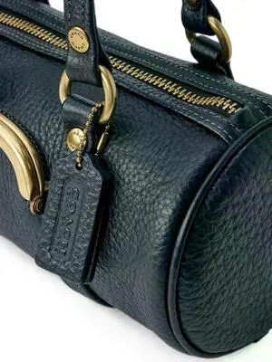 COACH Kisslock Leather Barrel Bag