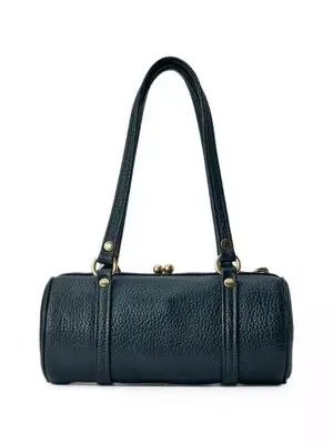 COACH Kisslock Leather Barrel Bag