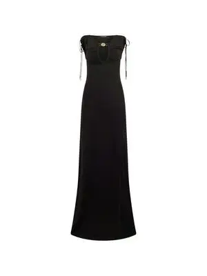 Roberto Cavalli Mirror Snake Ruched Maxi Dress - Black
