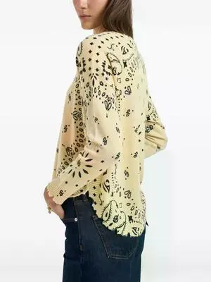 KUJTEN Bandana-print Distressed Sweater