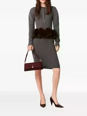 Stella McCartney Mink-trim Crewneck Sweater - Grey
