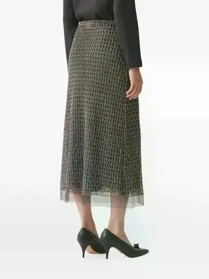Fabiana Filippi Bead-embellished Tulle-overlay Midi Skirt