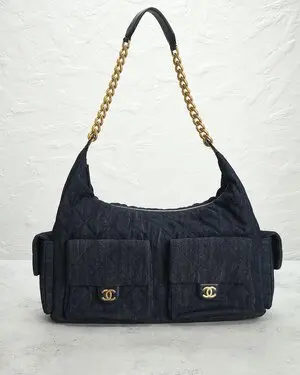 FWRD RENEW Chanel Denim Trendy Large Pockets Hobo Bag