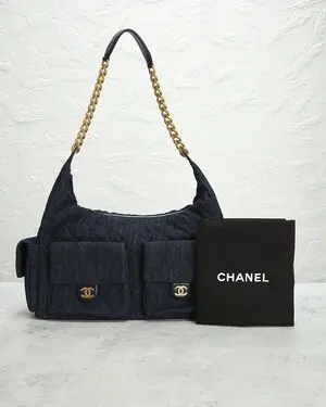 FWRD RENEW Chanel Denim Trendy Large Pockets Hobo Bag - Blue